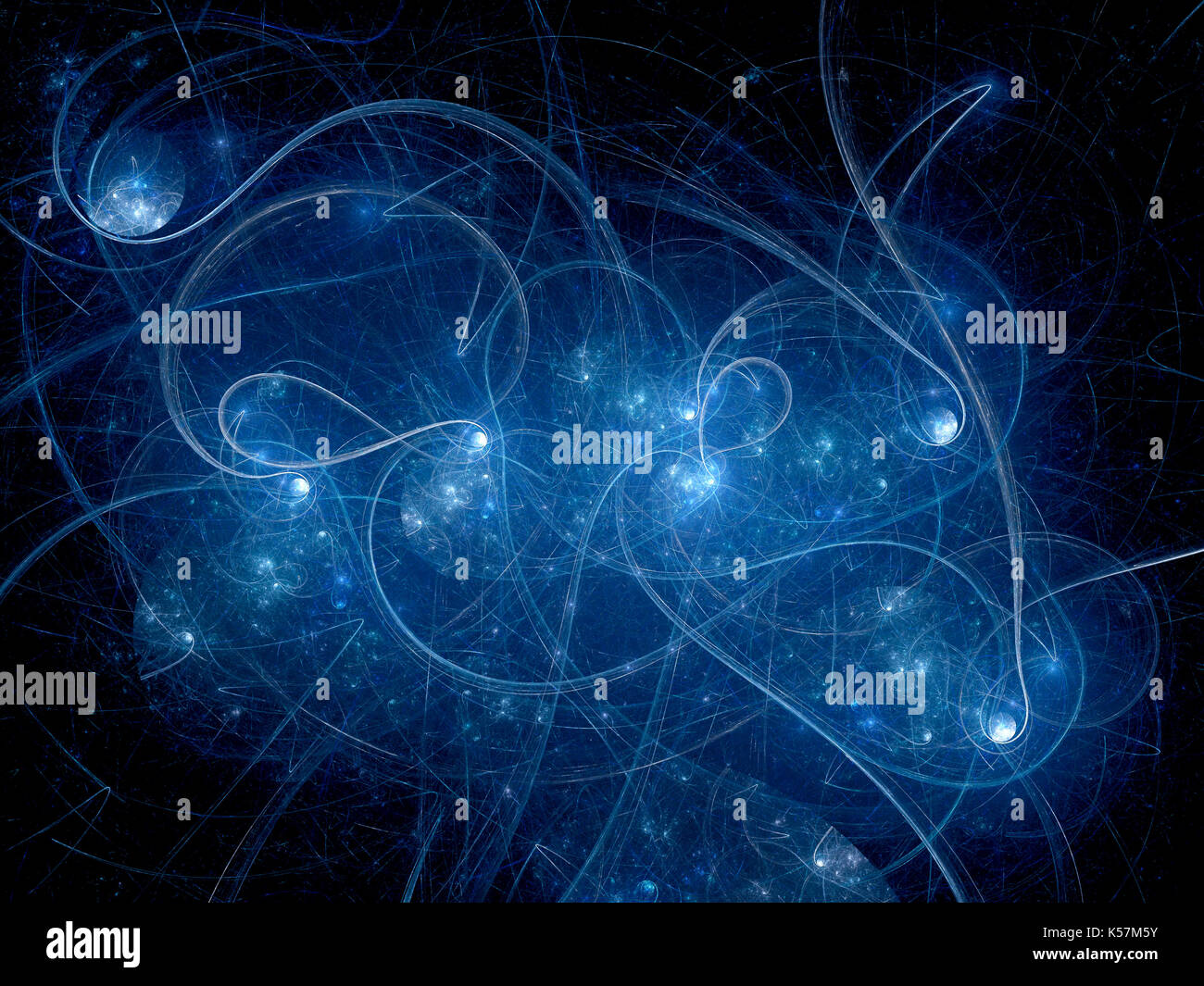 Blue glowing multidimensional trajectories, computer generated abstract background, 3D rendering ...