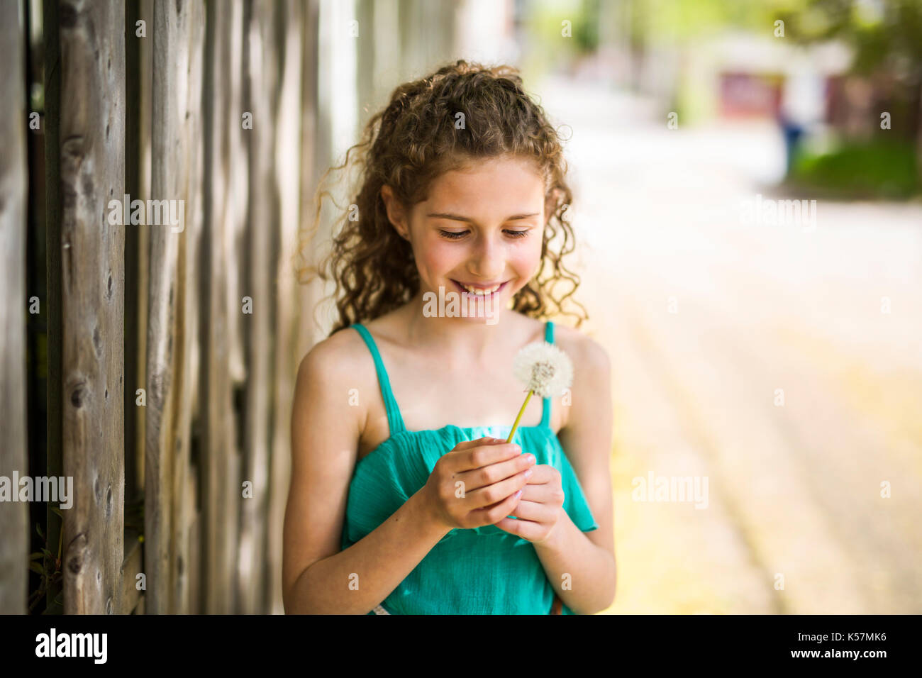 happy 9 years old girl on summer Stock Photo - Alamy