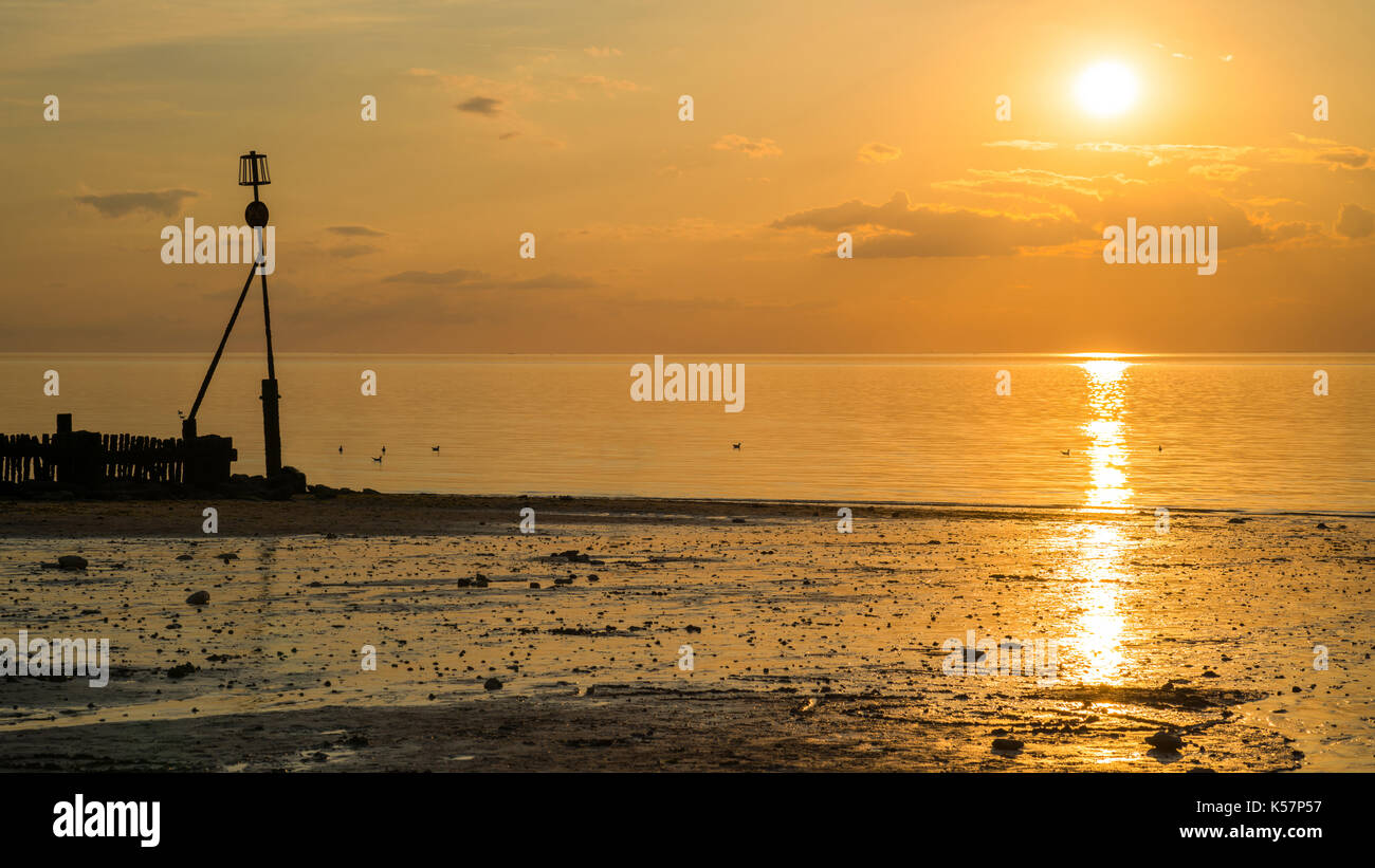 Beautiful sunset on the beach in Hunstanton, Norfolk, UK Stock Photo ...