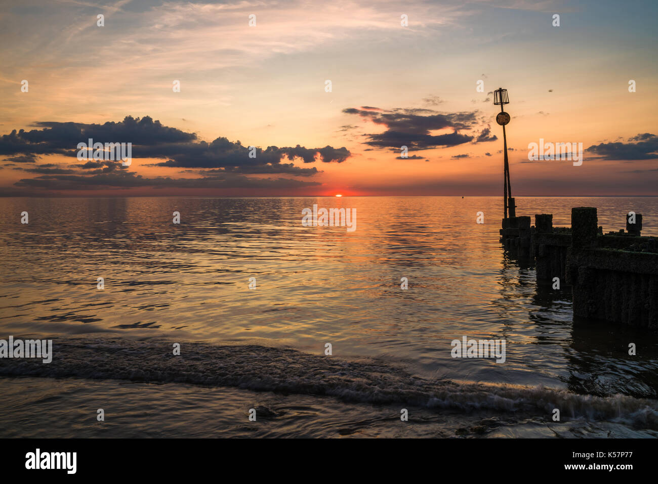 Beautiful sunset on the beach in Hunstanton, Norfolk, UK Stock Photo ...