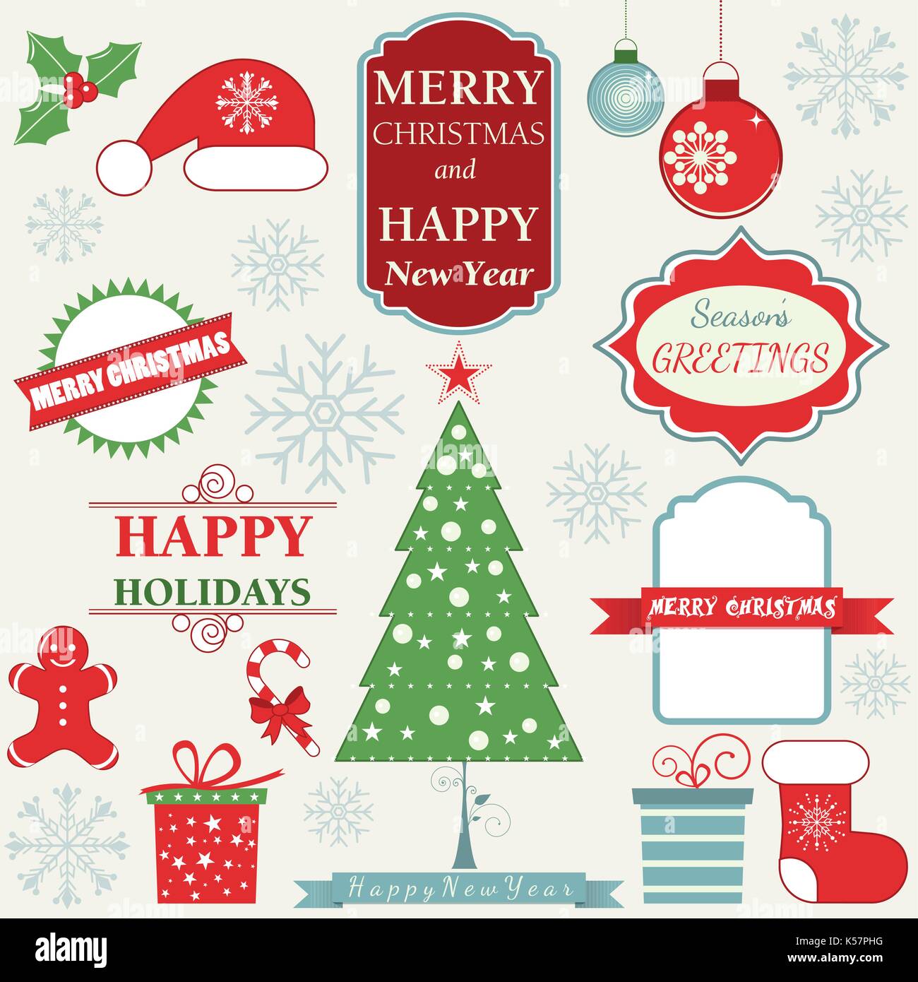 Vintage christmas gift vector labels hi-res stock photography and ...