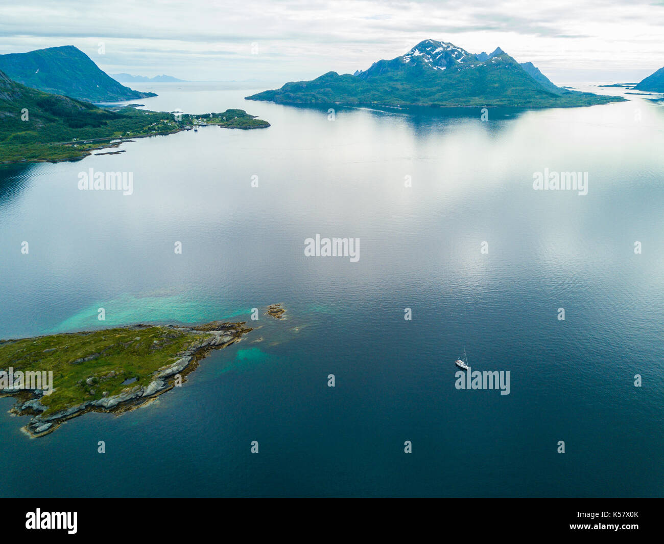 Aerial view mountain landscapes on the Norwegian Sea Stock Photo - Alamy