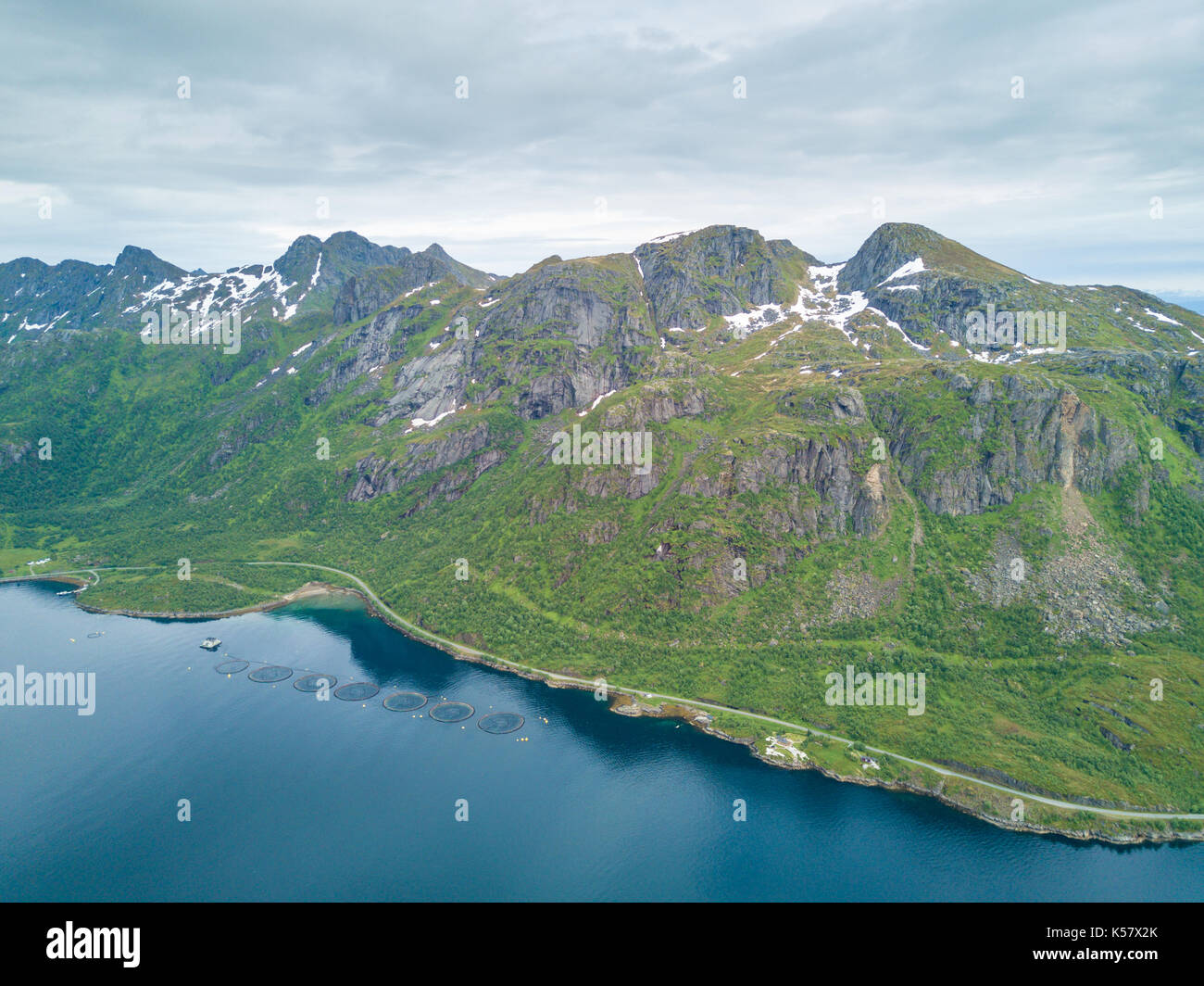 Aerial view mountain landscapes on the Norwegian Sea Stock Photo - Alamy