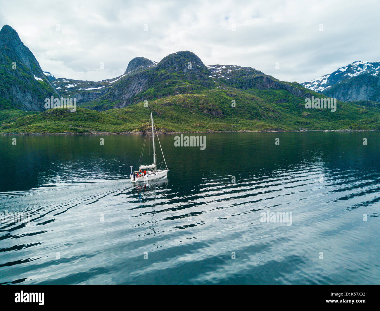 Aerial view of sailing yacht in Norway Stock Photo - Alamy
