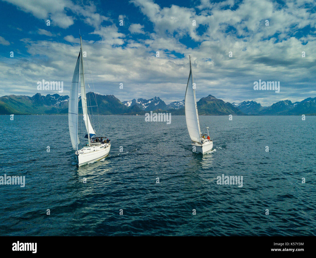 Aerial view of sailing yacht in Norway Stock Photo - Alamy