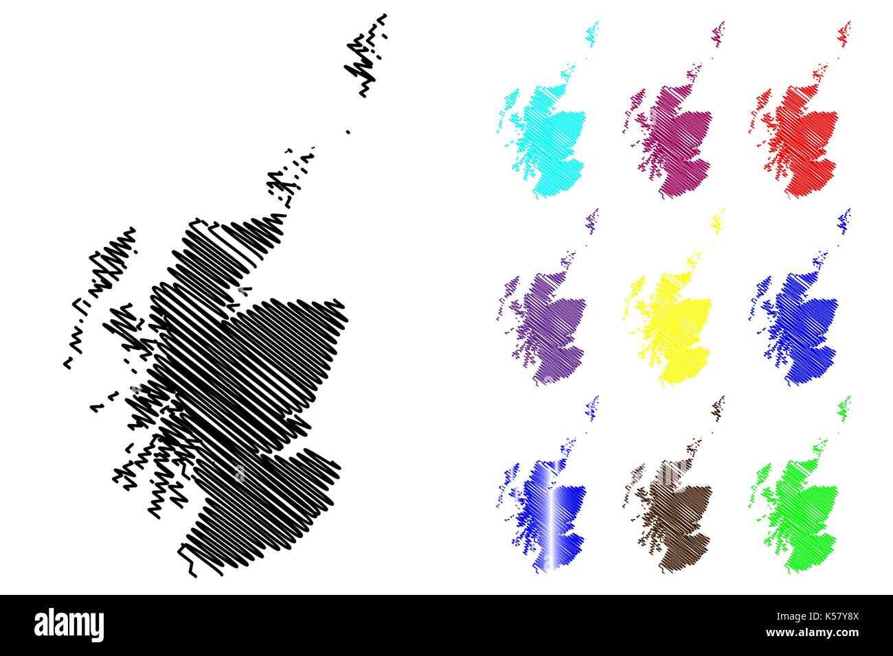 Scotland map vector illustration, scribble sketch Scotland map Stock ...