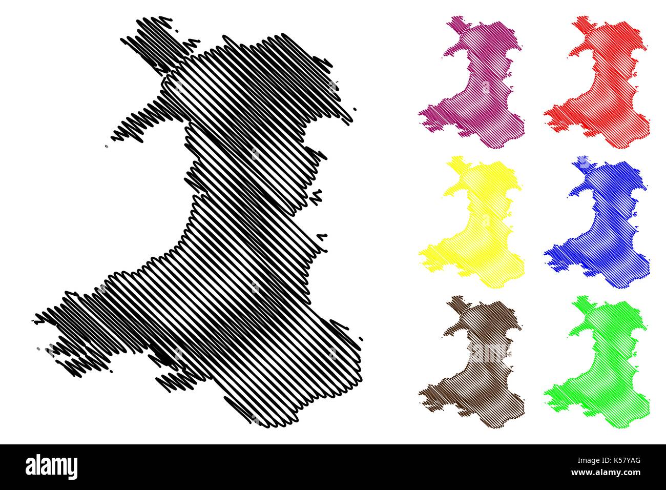 Walesh map vector illustration, scribble sketch Walesh Stock Vector ...