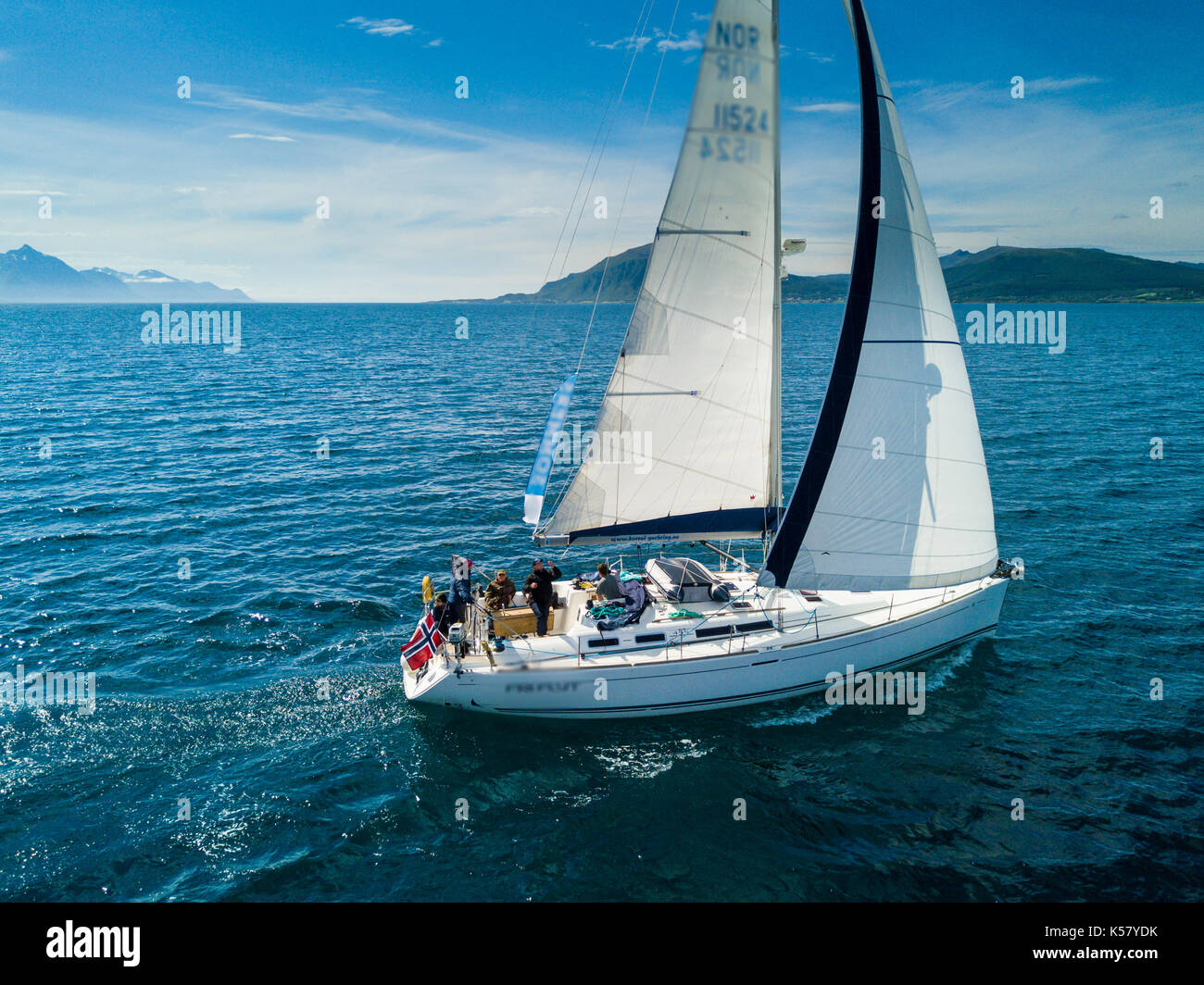 Aerial view of sailing yacht in Norway Stock Photo - Alamy