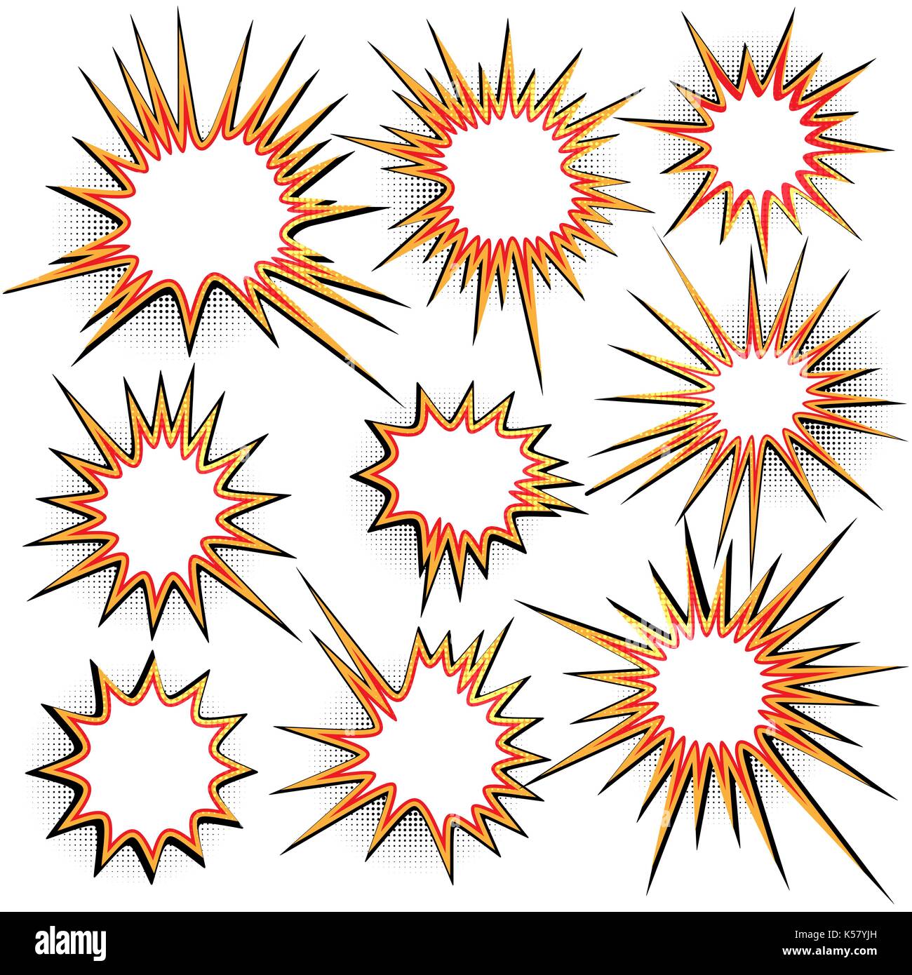 comic and pop art blast banners. Set of comic clouds, explosion style ...