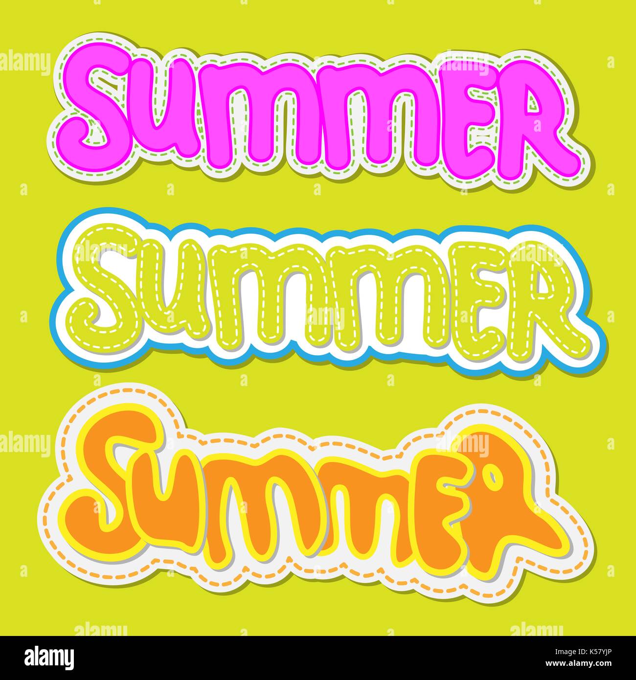 Summer lettering, summer sticker with handwritten stripped word Stock ...