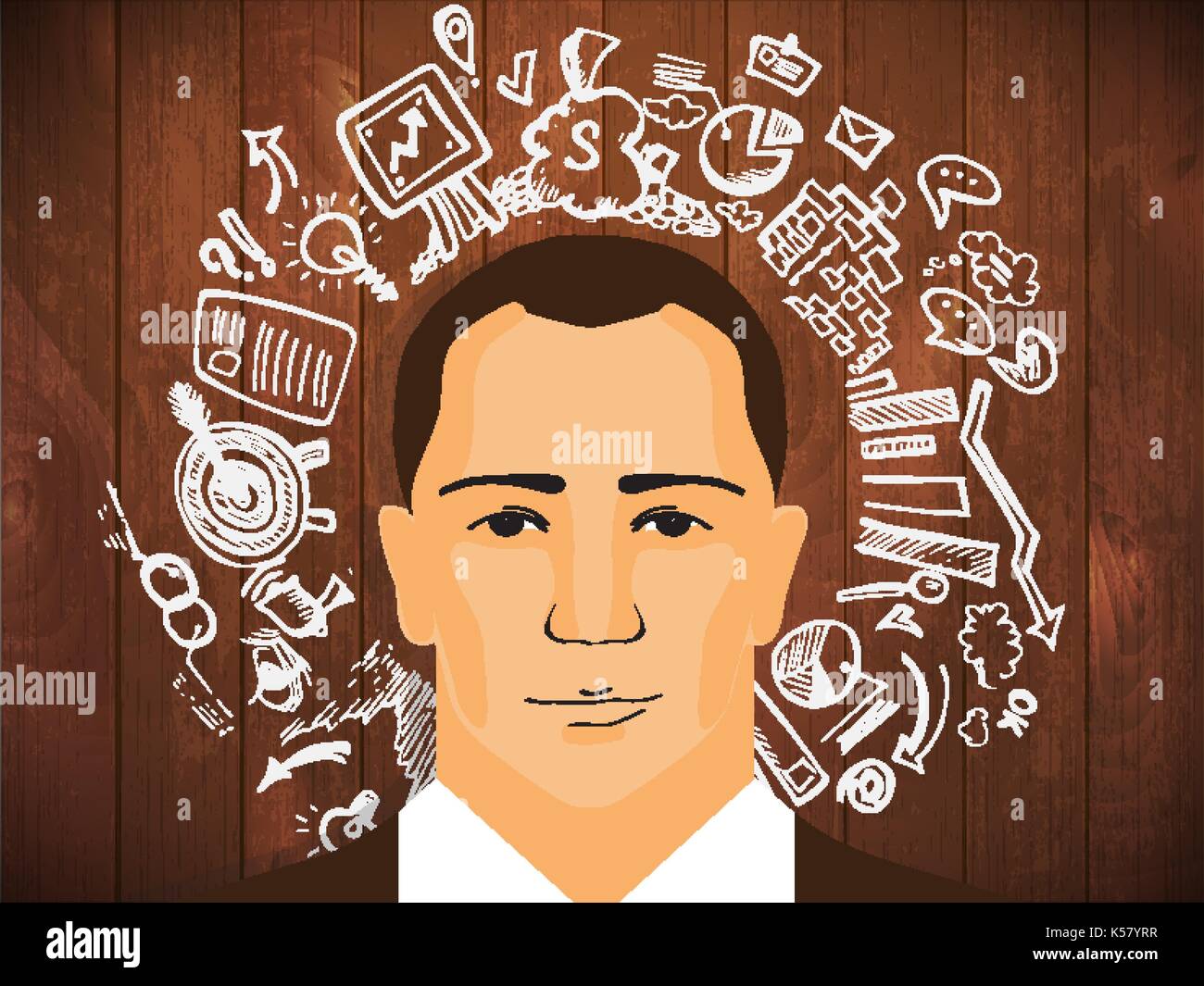 businessman portrait with success in infographics and doodle ...