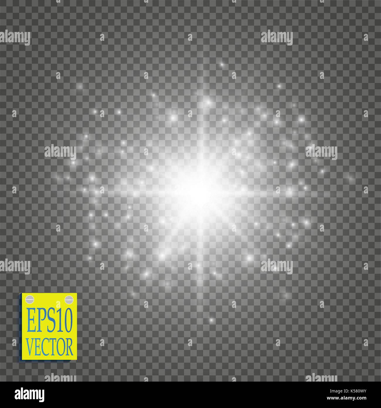 Glow light effect. Starburst with sparkles on transparent background ...