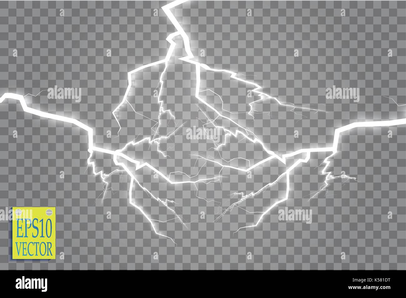 Set of lightnings. Thunder-storm and lightnings. Magic and bright ...