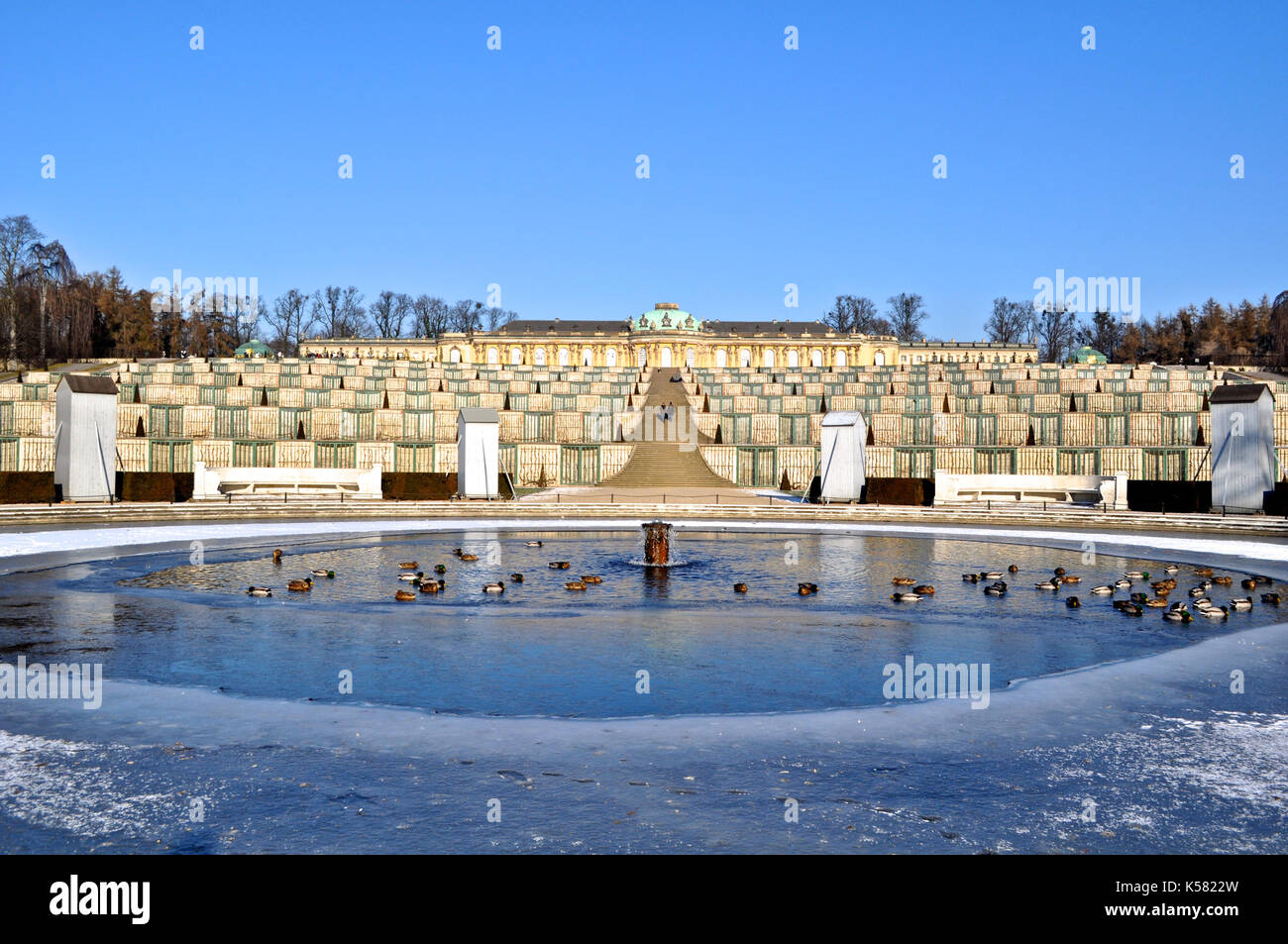 The Schloss Sanssouci, a summer palace of Frederick the Great in ...