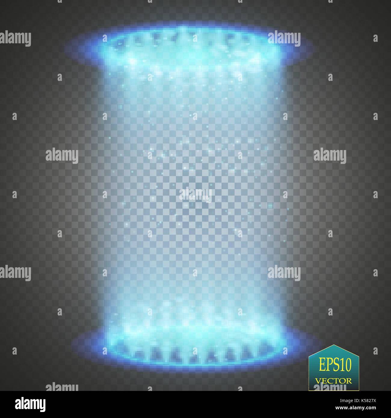 Round blue glow rays night scene with sparks on transparent background ...