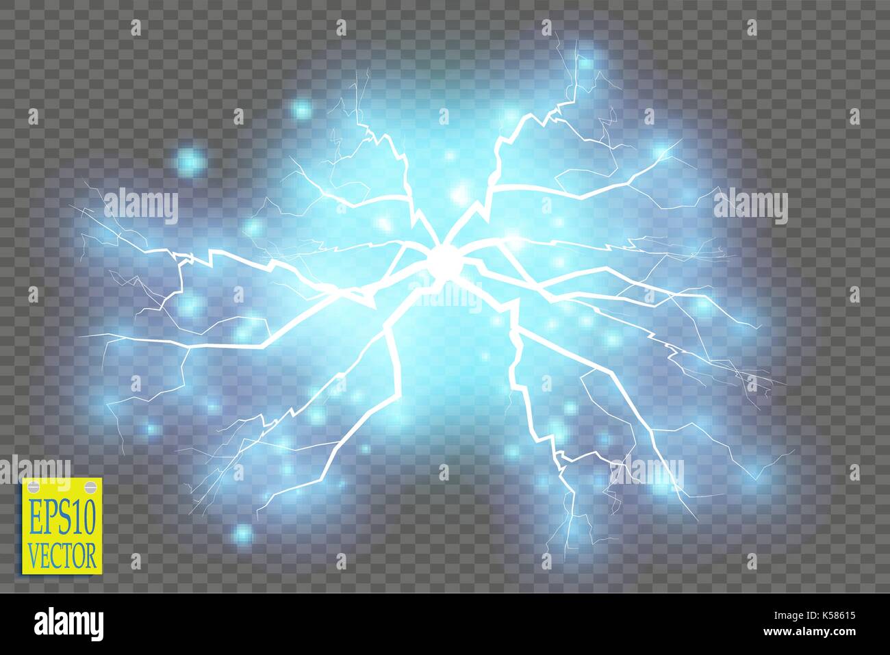 Blue abstract energy shock explosion special light effect with spark ...