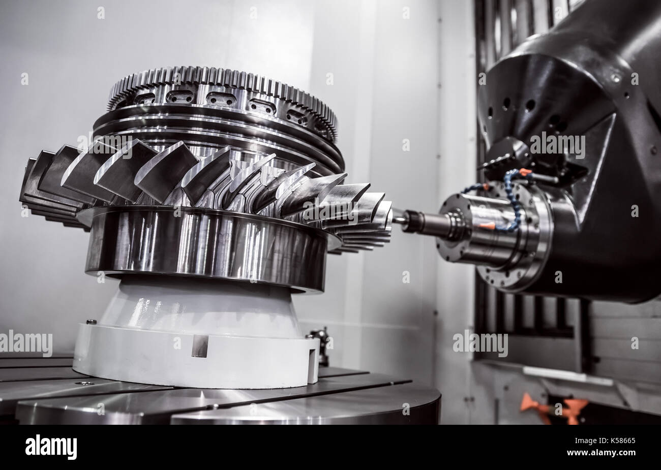 Metalworking CNC milling machine. Cutting metal modern processing ...