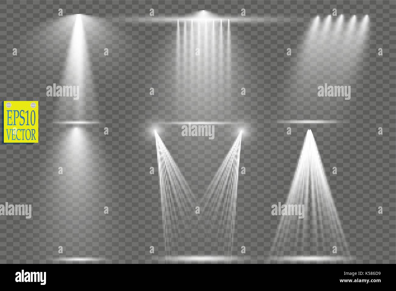 Vector light sources, concert lighting, stage spotlights set. Concert ...