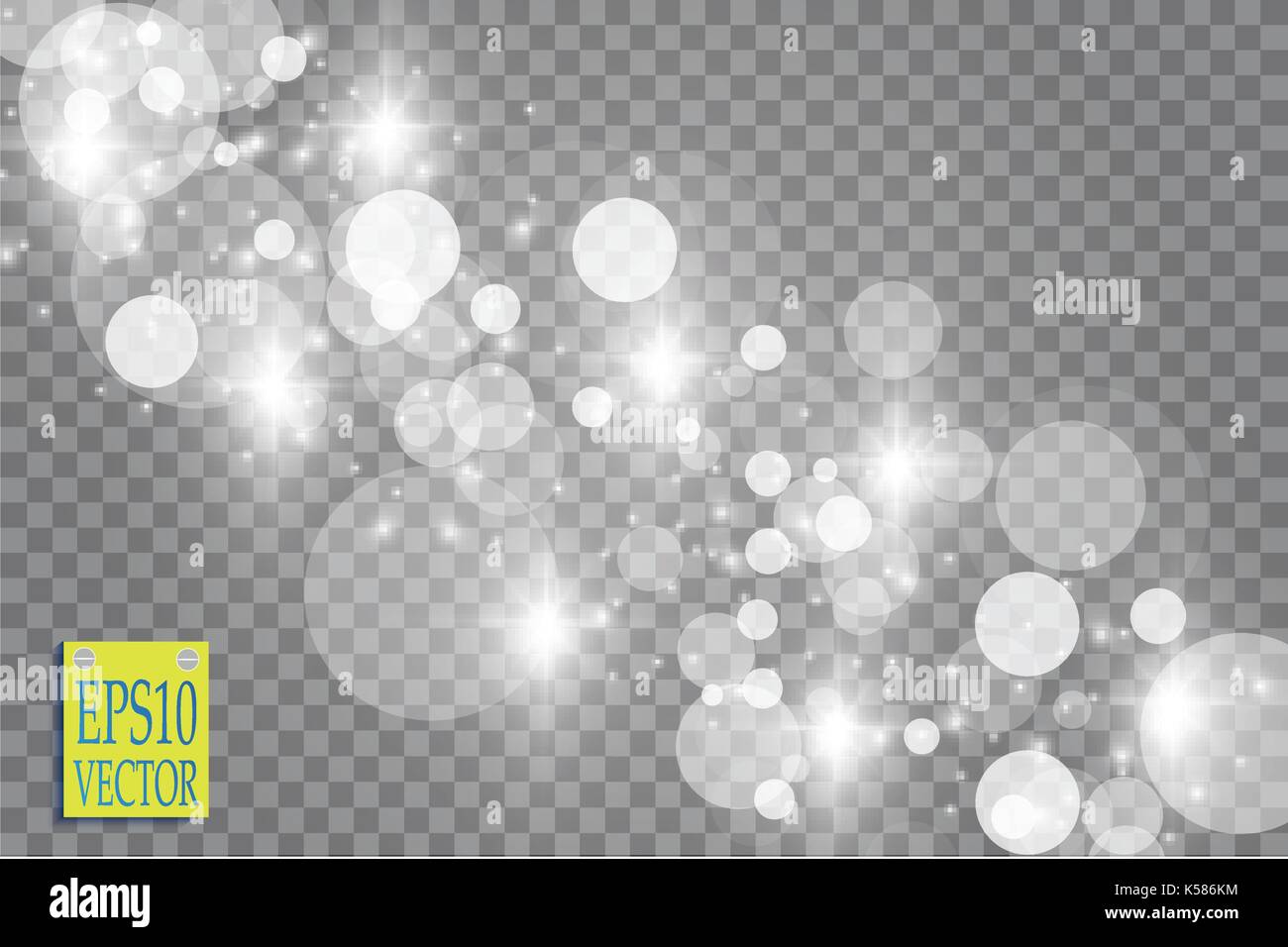 Abstract white bokeh effect explosion with sparks modern design. Glow star burst or firework ...