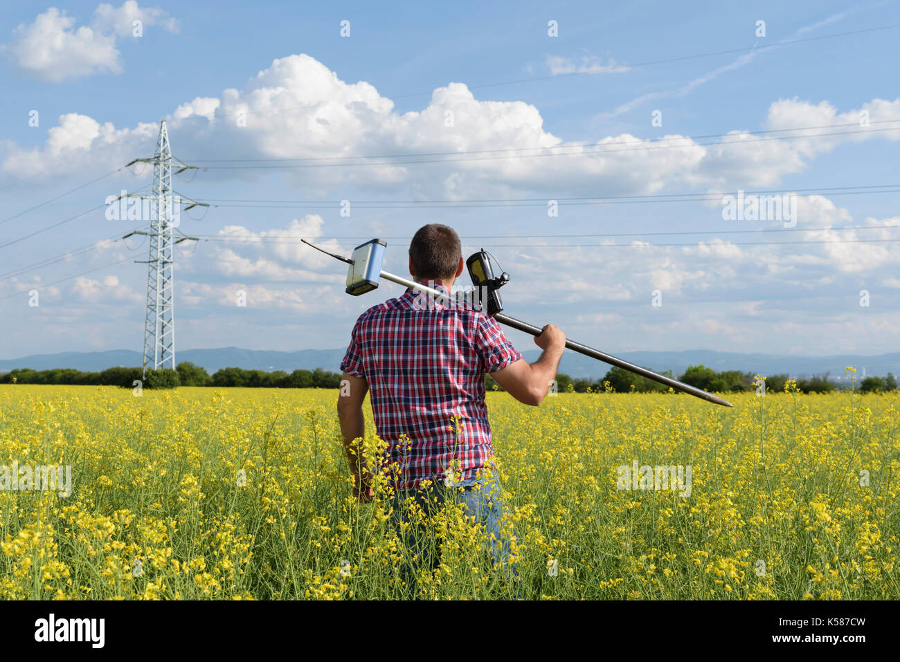 Surveyor Rapeseed Geodesy Engineer Stock Photo - Alamy