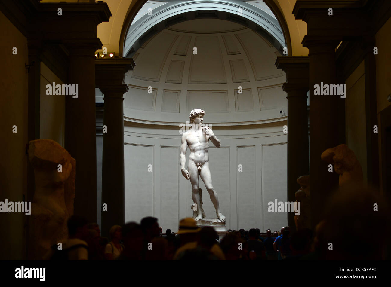 Michelangelo's David stands in the Galleria dell Accademia in Florence ...