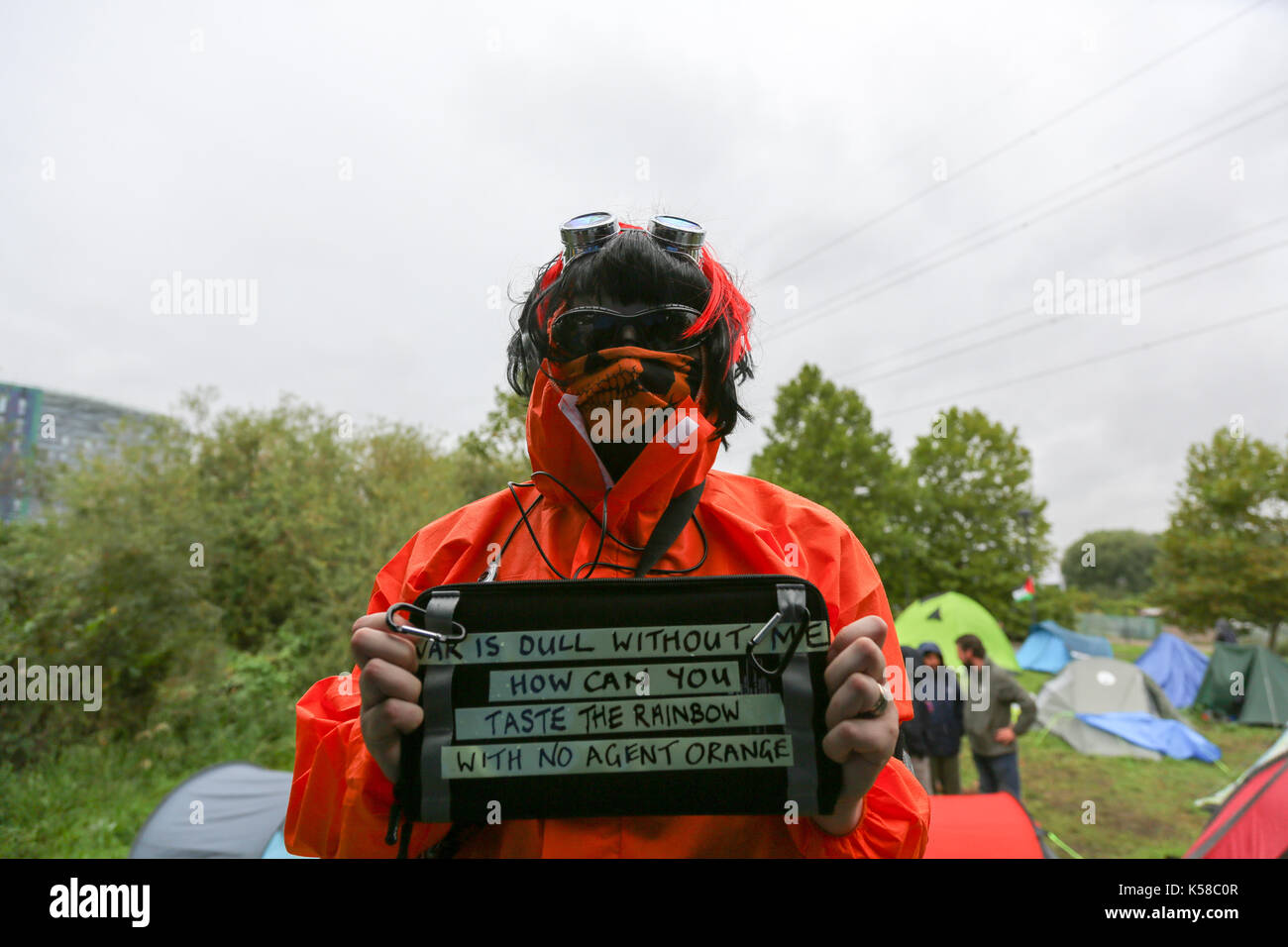 London, UK. 8th Sept, 2017. Protest at the DSEI Arms Fair. Striking ...