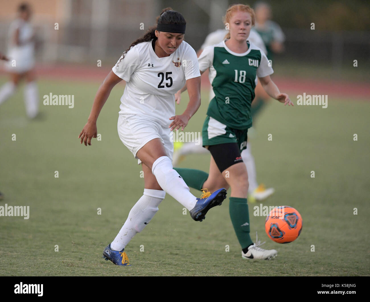 Cal State Dominguez Hills forward Rosaura Guerrero-Escobedo (25) and ...