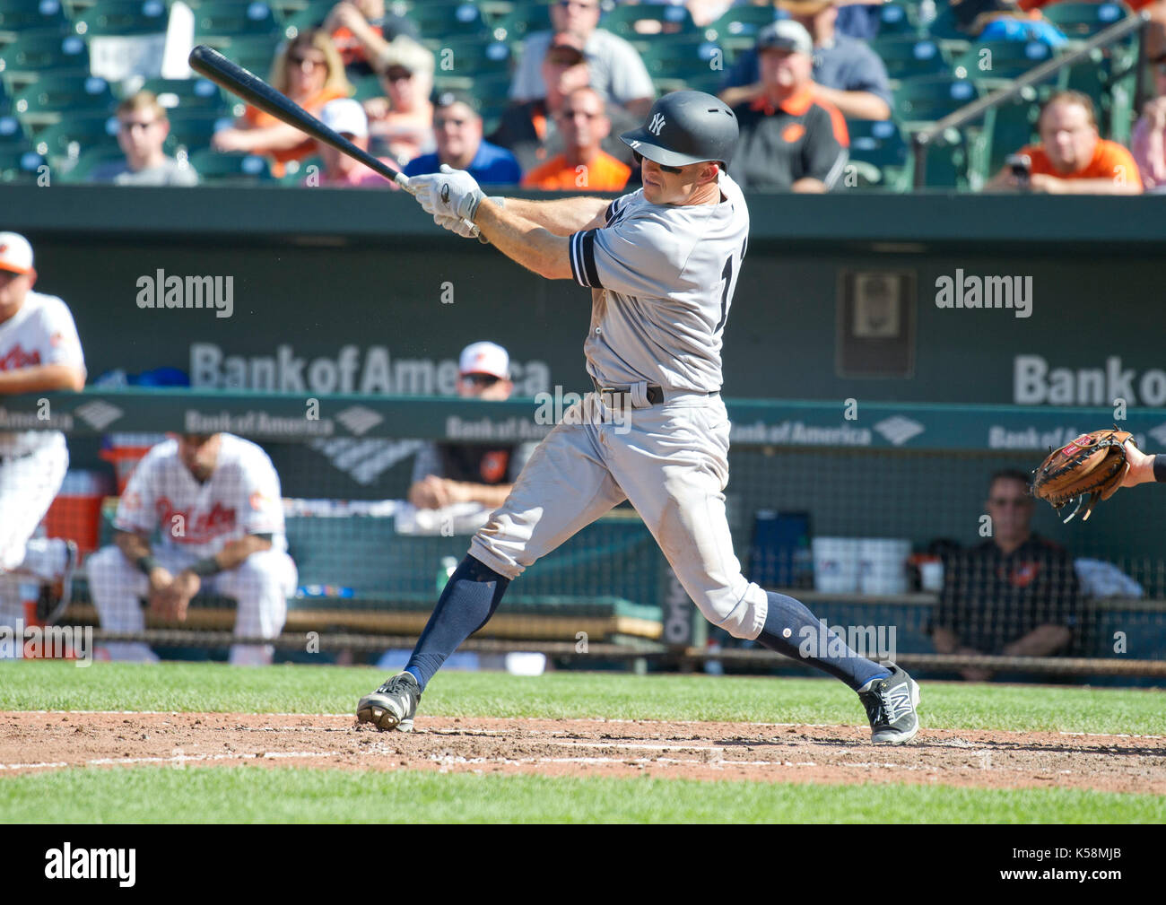 New York Yankees left fielder Brett Gardner (11) singles in the sixth ...