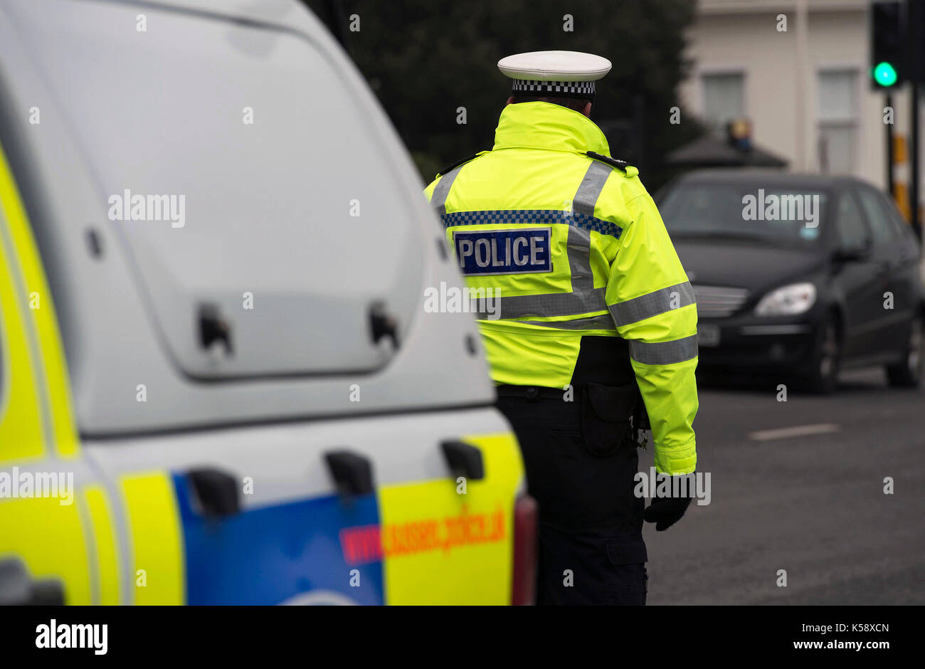 A police officer on road traffic duties. Credit Terry Applin Stock ...