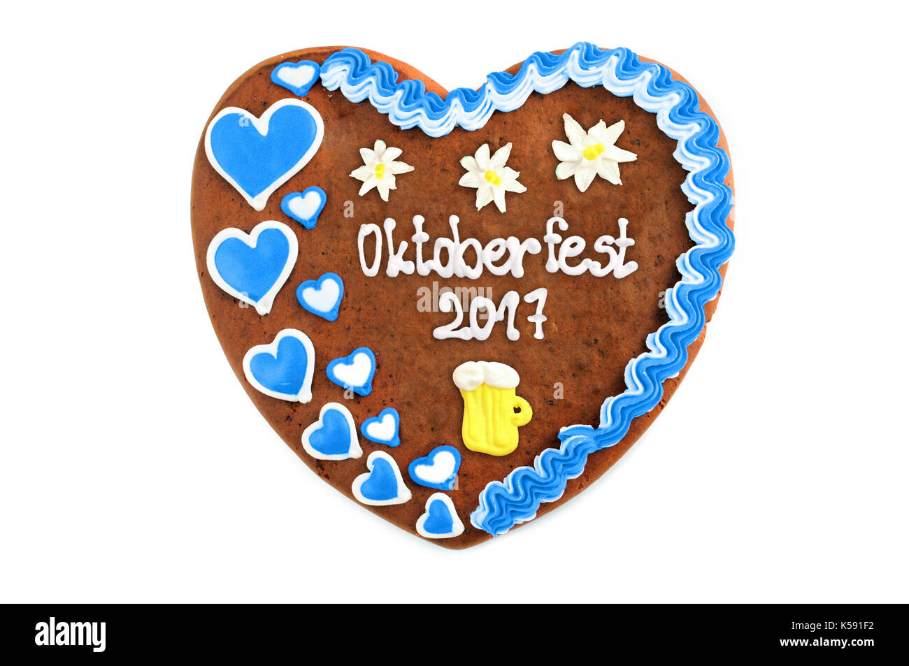 Oktoberfest Gingerbread heart 2017 on white isolated background Stock ...