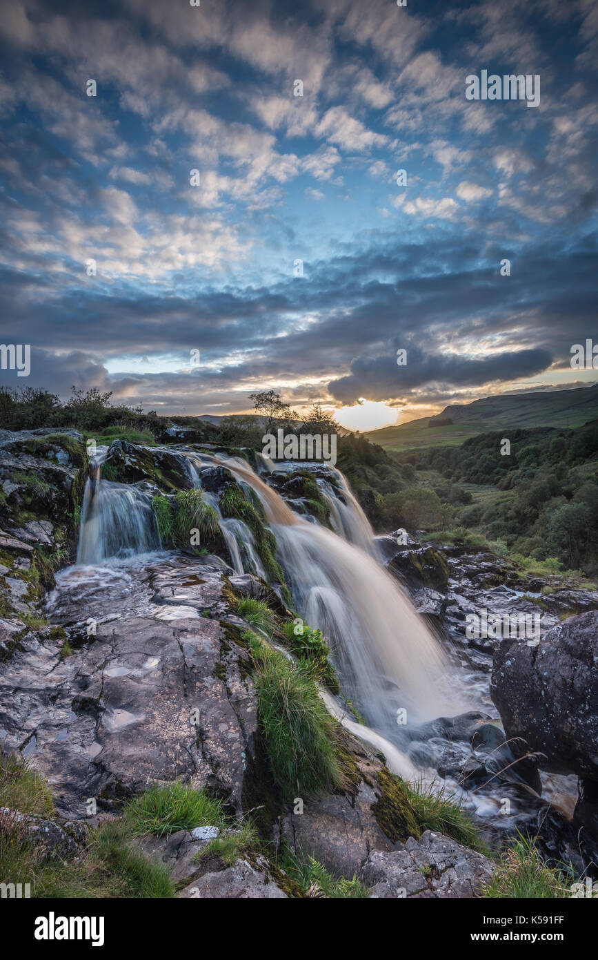 Sunset at the Loup of Fintry waterfall north of Glasgow Scotland Stock ...