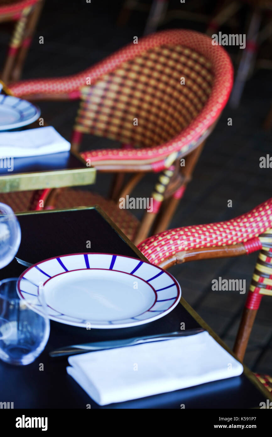 Table set on the terrace of a French restaurant Stock Photo - Alamy
