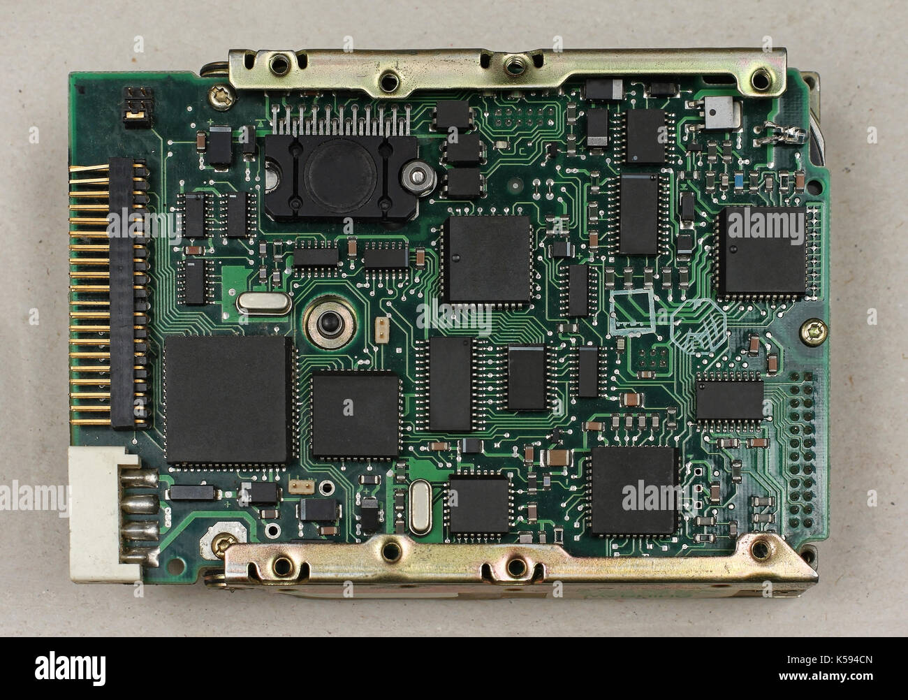 Electronic circuit computer board with chips and processors Stock Photo ...