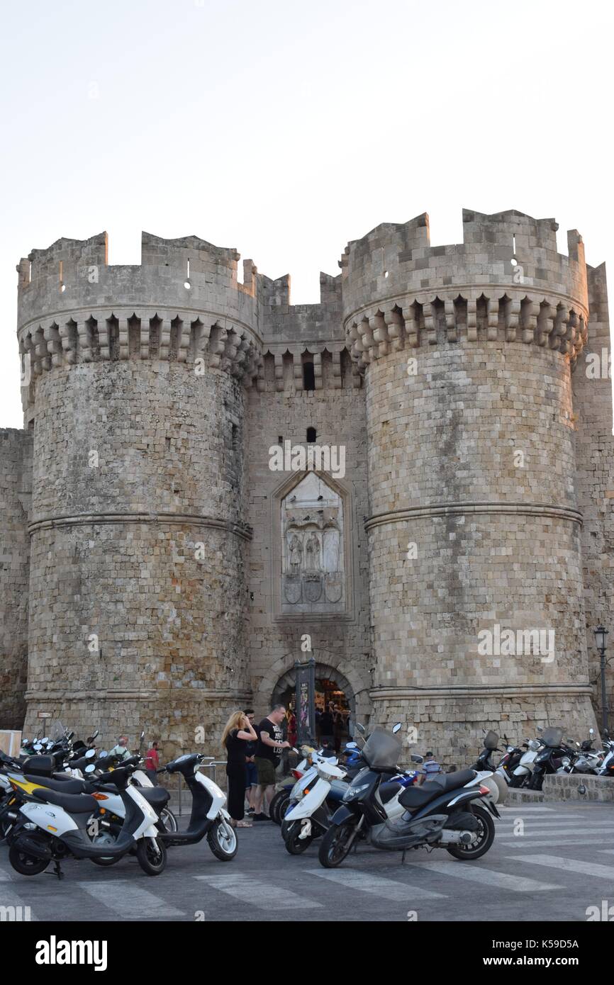 Rhodes old town gate Stock Photo - Alamy
