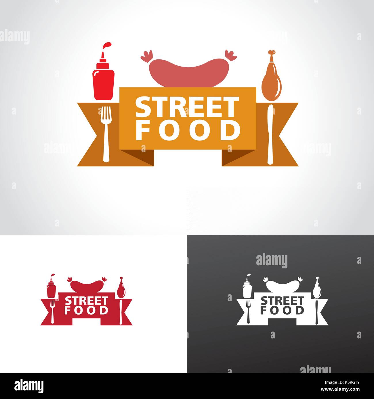 illustration of logo and icon for street food service Stock Vector ...