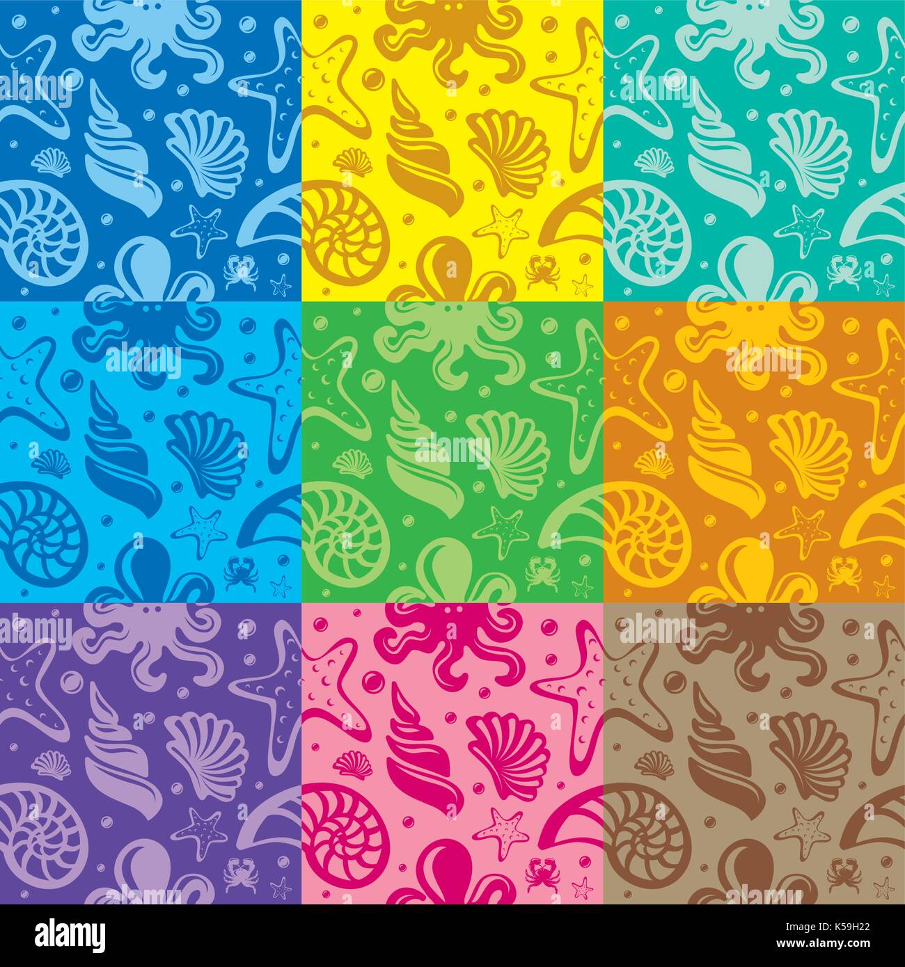 illustration of nautical wallpaper background seamless patterns Stock ...