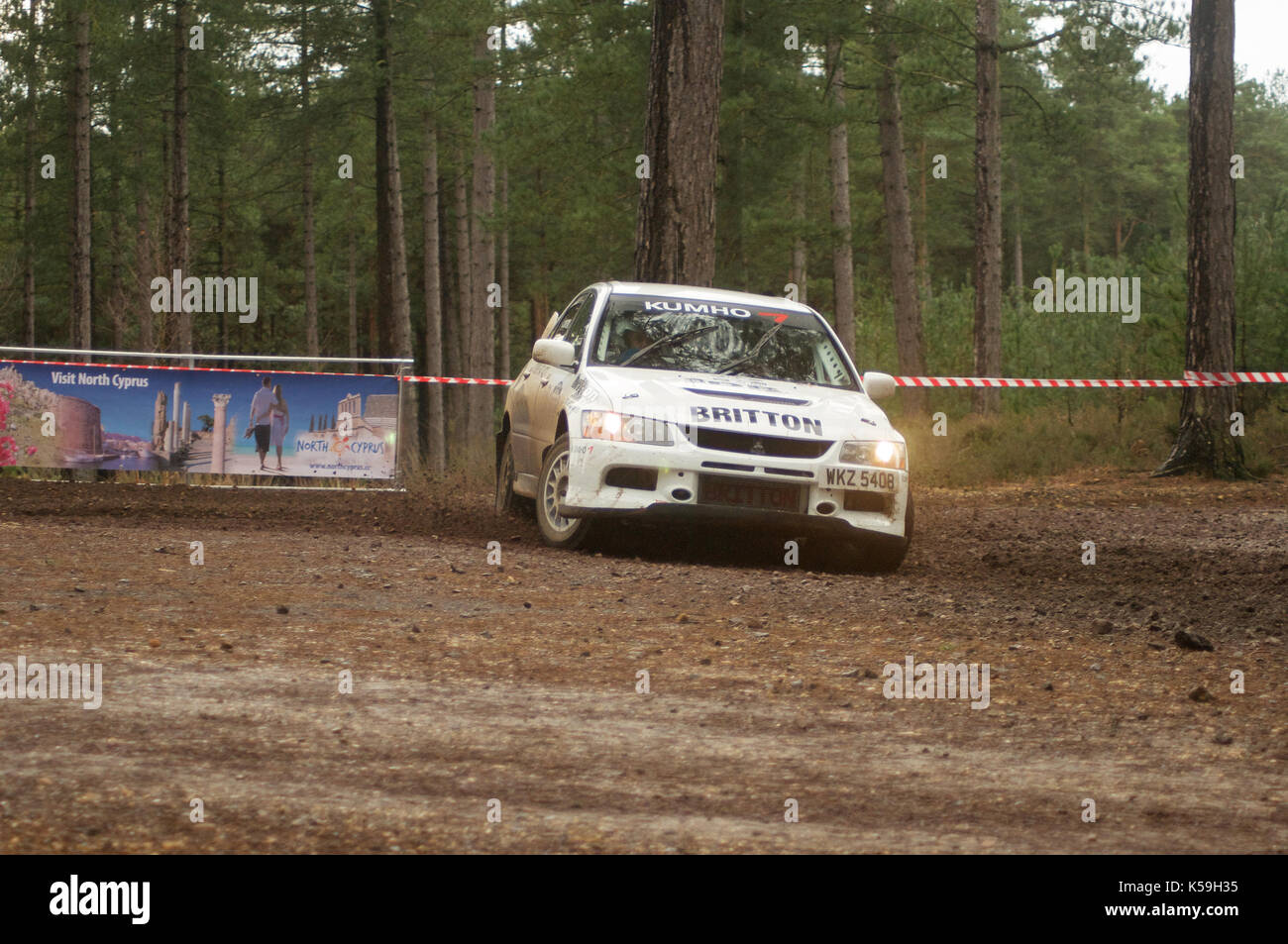 Rally Car on Wareham forest stage of the Sunseeker Rally 2011 Stock ...