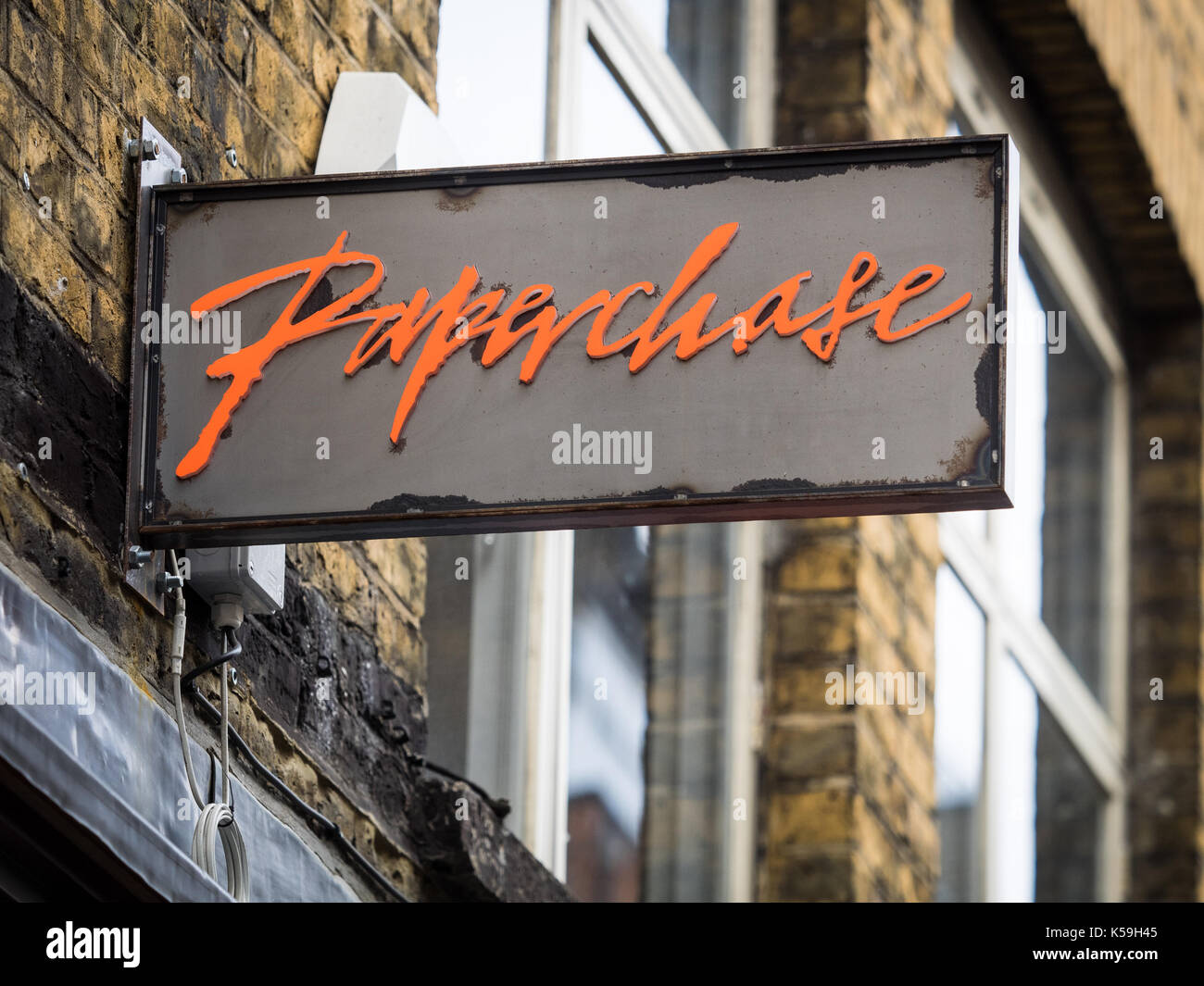 Paperchase - sign outside a Paperchase card and stationery store in ...