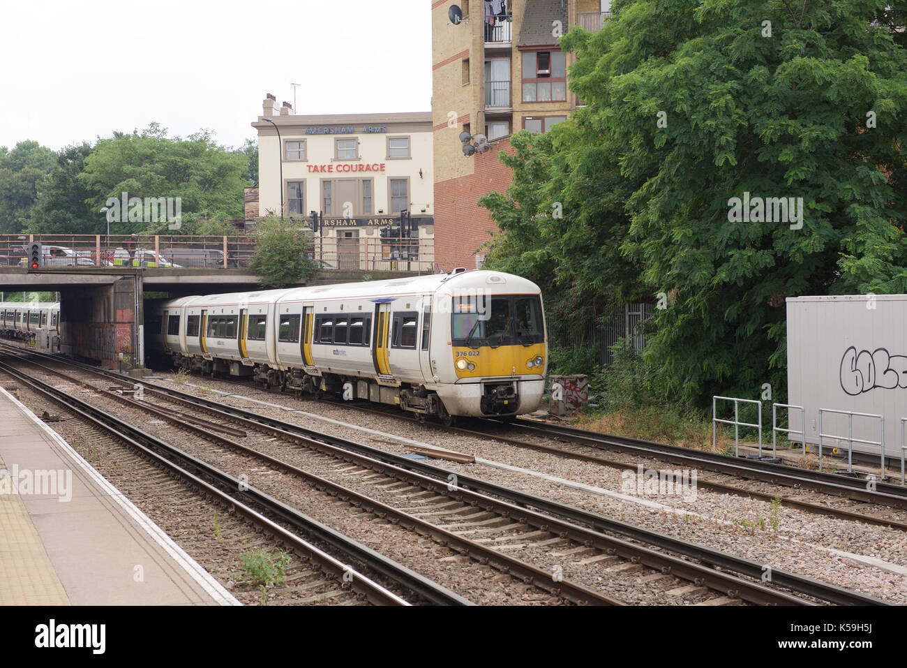 Class 376 train at New Cross railway station in London Stock Photo - Alamy