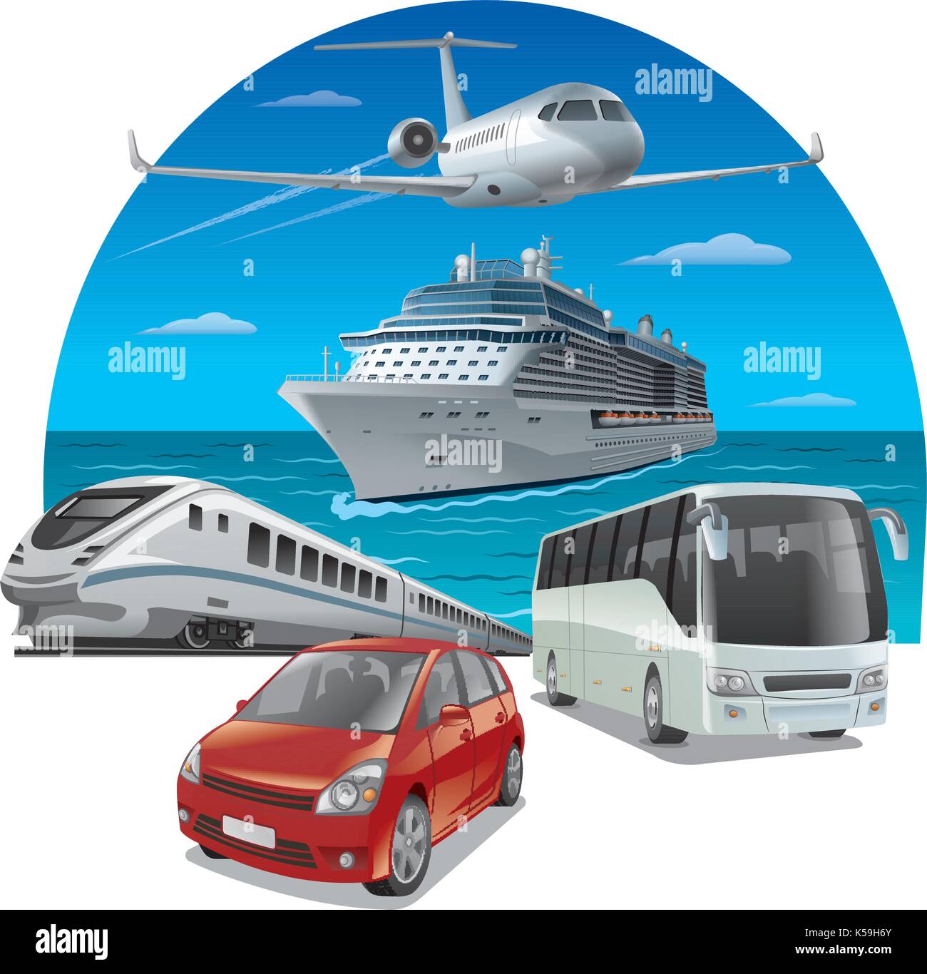 concept illustration of travel and journey by kind of different ...