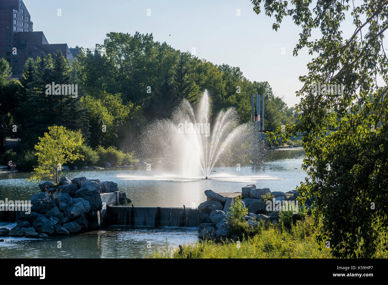 Fountain, Princes Island Park, Calgary, Alberta, Canada Stock Photo - Alamy