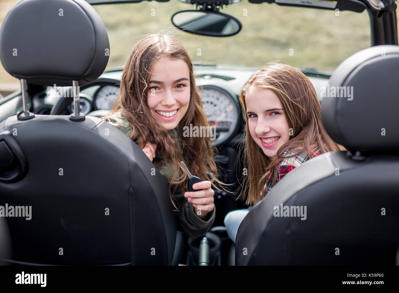 Teenage woman driving car hi-res stock photography and images - Alamy