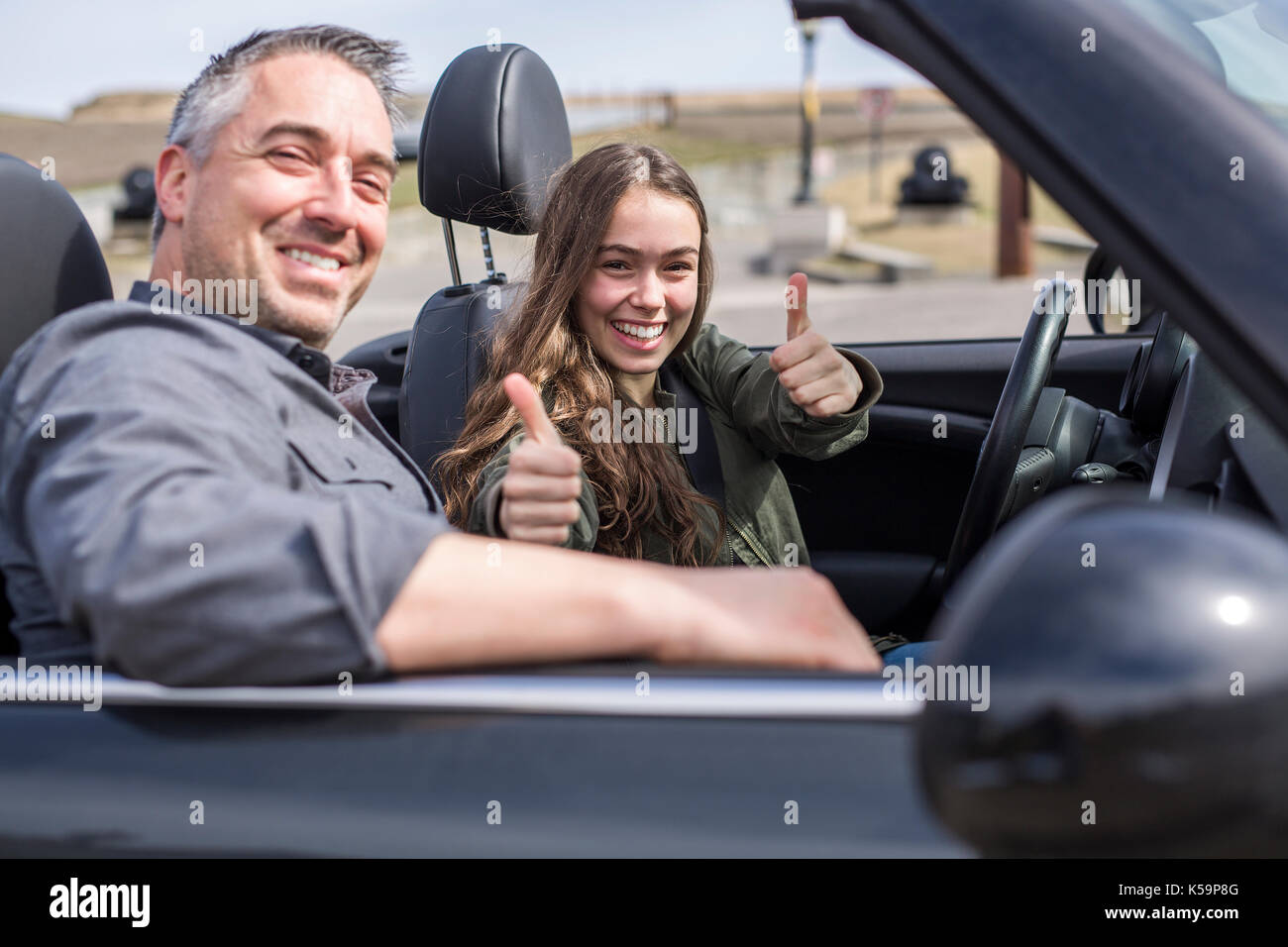 Teen learning to drive or taking driving test Stock Photo - Alamy
