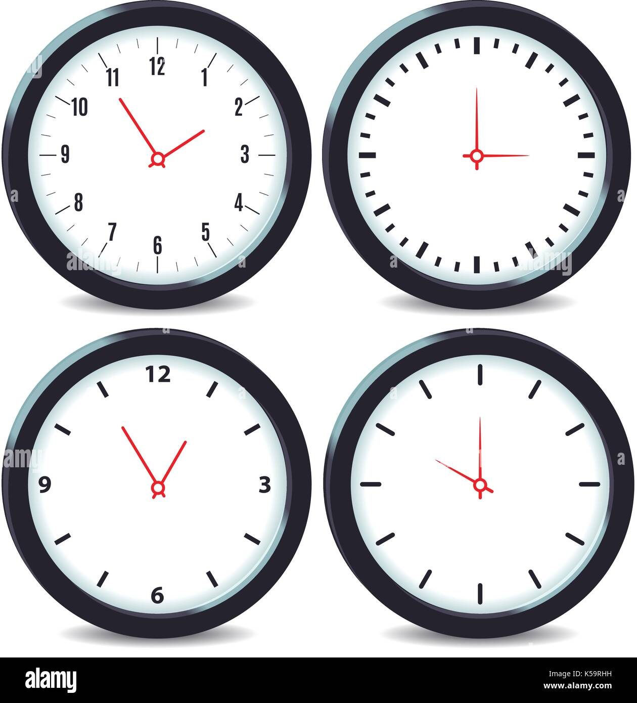 Clock and time icons over white background vector illustration Stock ...