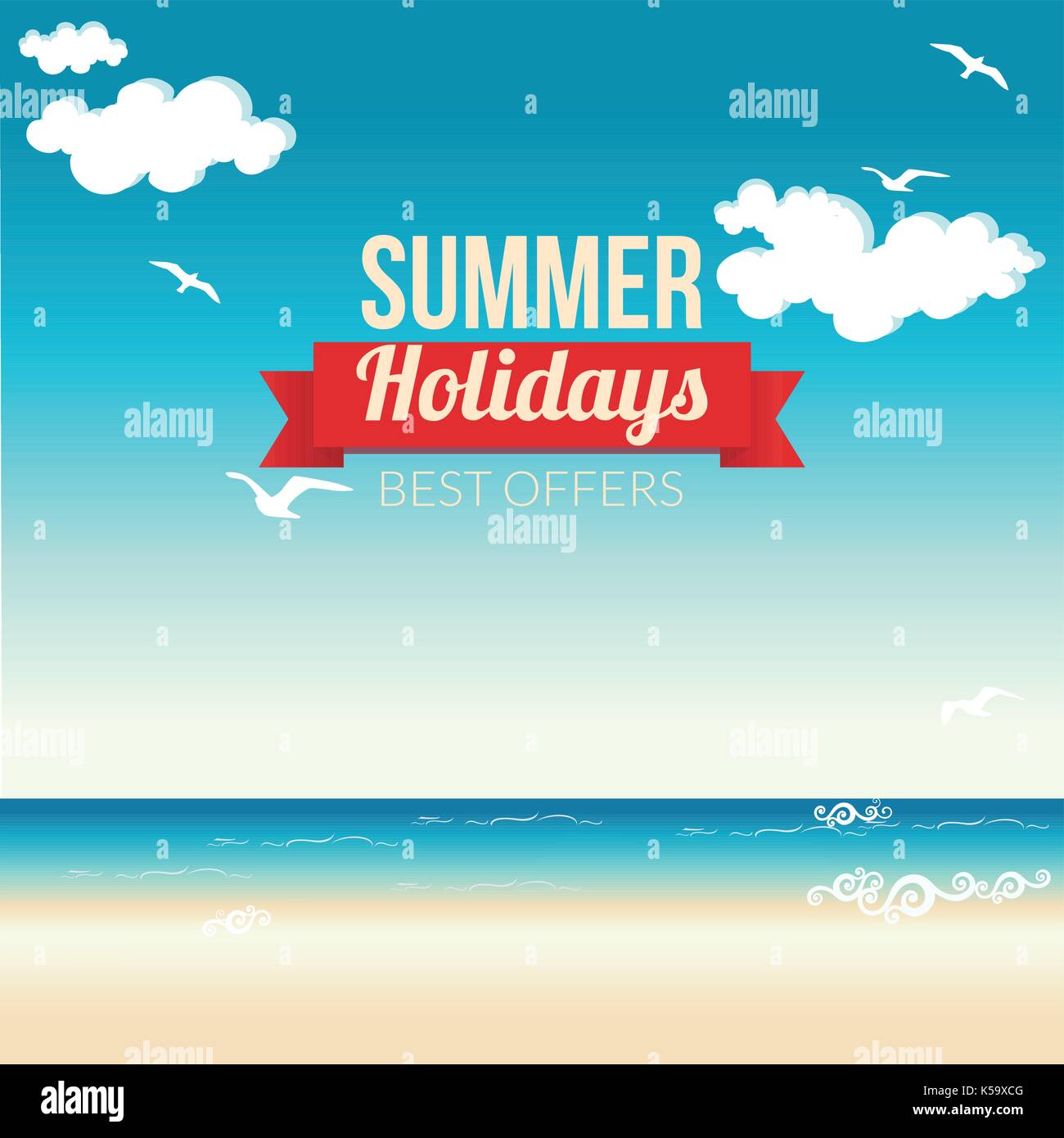 Summer tourism beautiful sea view Stock Vector Images - Alamy