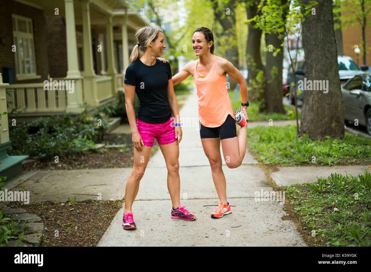 Two Beautiful Female Joggers Stock Photo - Alamy
