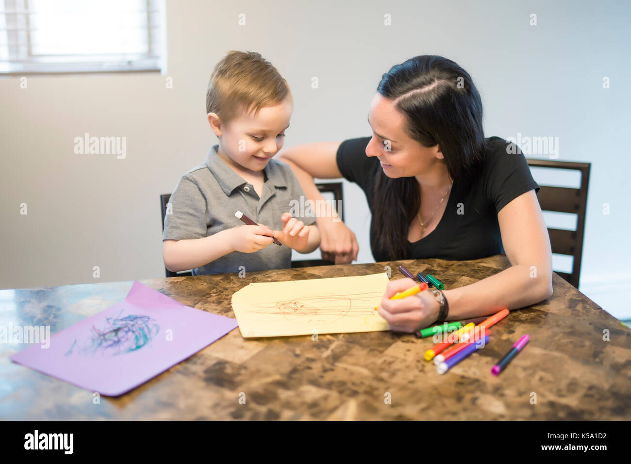 Child drawing table school hi-res stock photography and images - Alamy