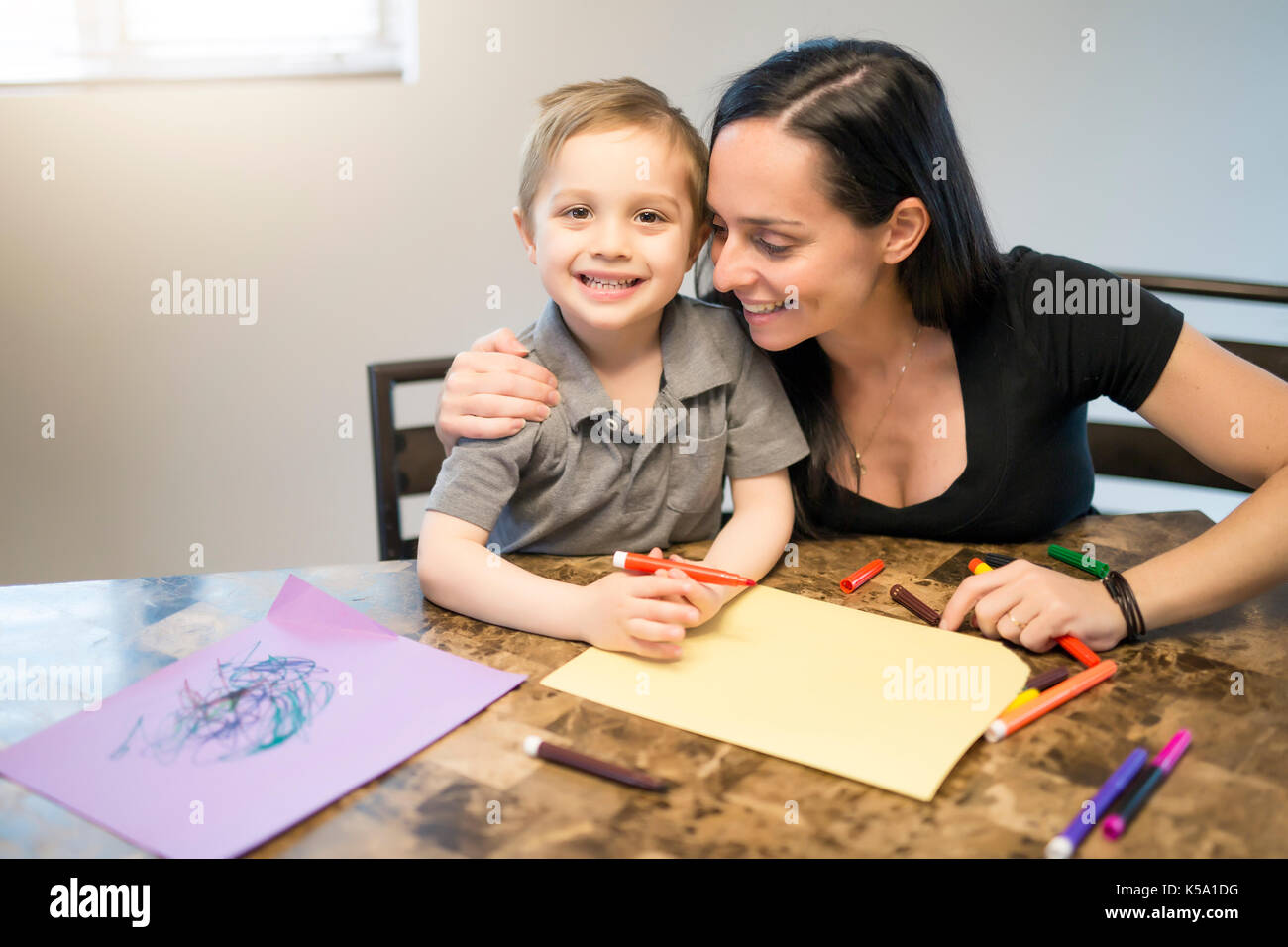 Child drawing table school hi-res stock photography and images - Alamy