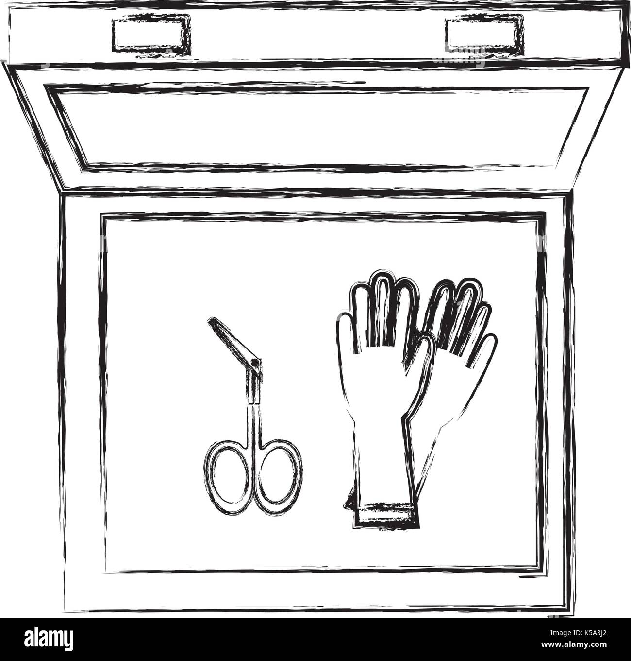 medical kit with gloves and surgical scissors Stock Vector Image & Art ...