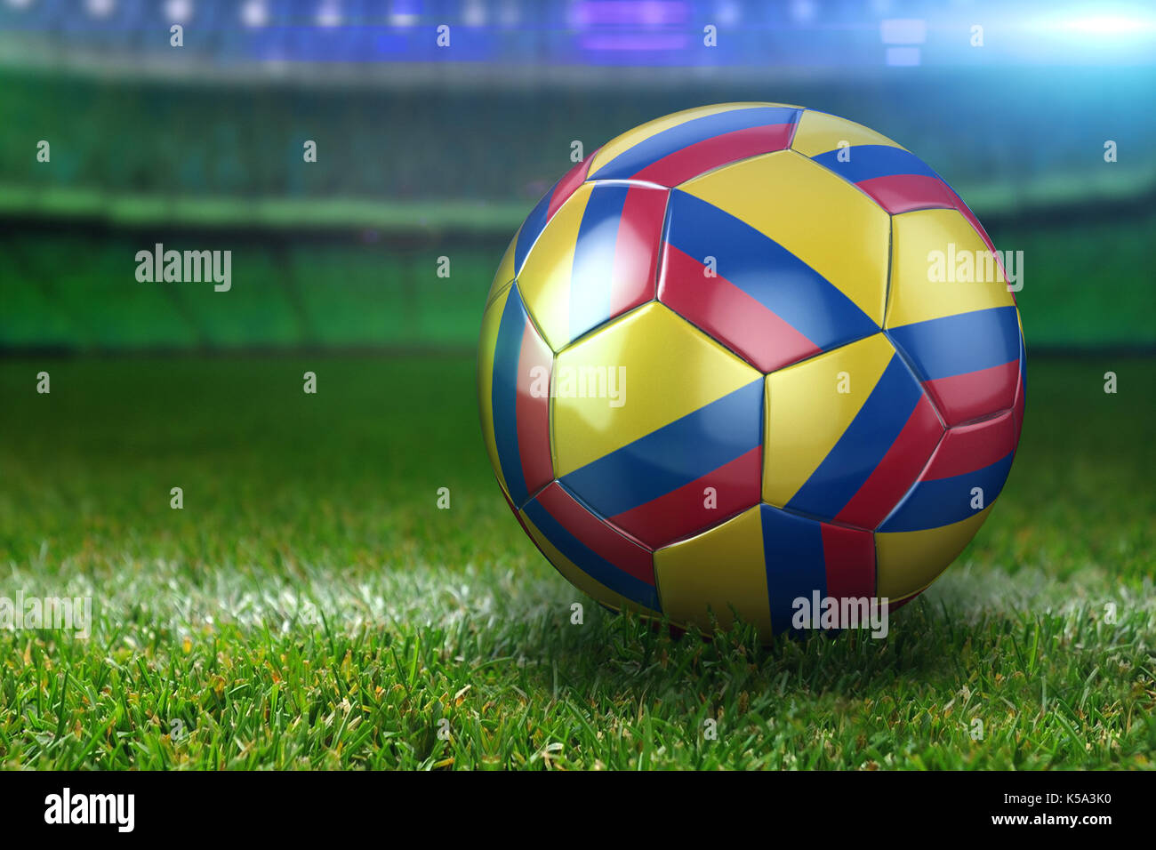 Colombia Soccer Ball on Stadium Green Grasses at Night Stock Photo - Alamy